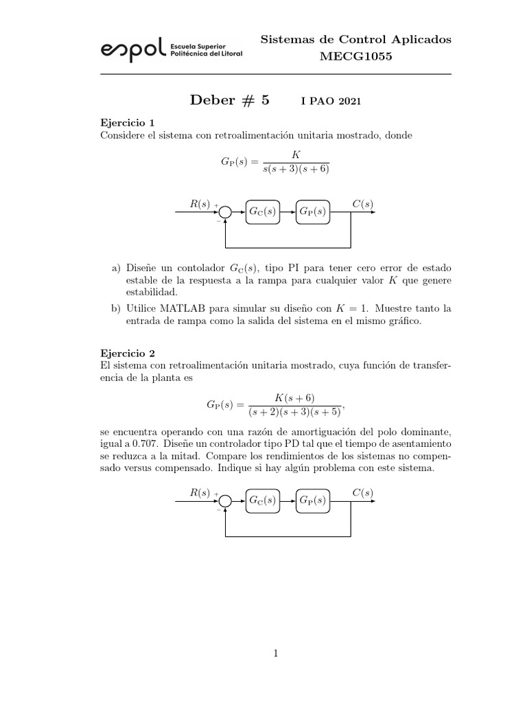 ME1055 2021 I Tarea5 | Download Free PDF | Sistema de control | Ciencia ...