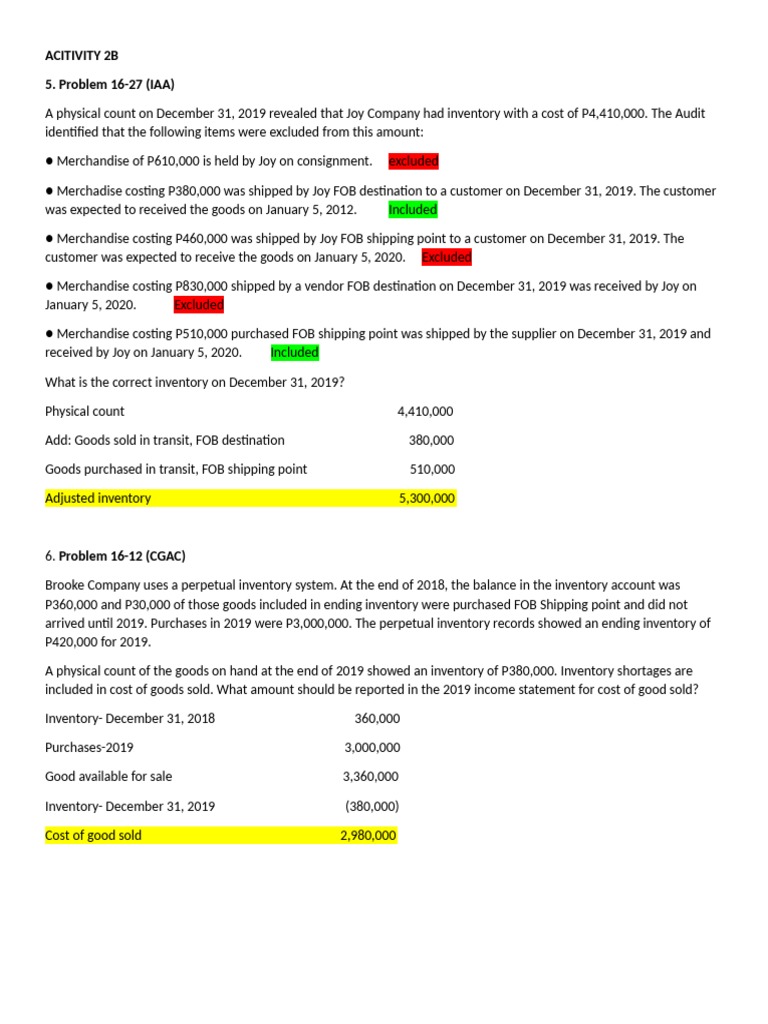 Key To Correction | PDF | Accounts Payable | Inventory