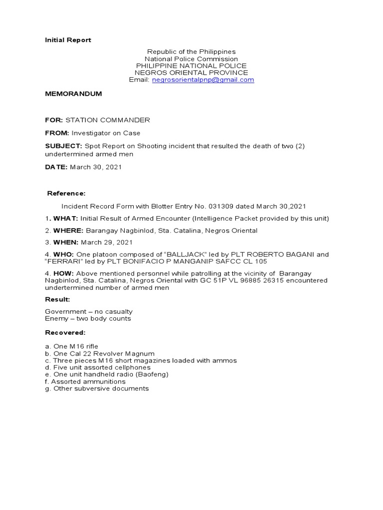 Initial Report For Crime | PDF