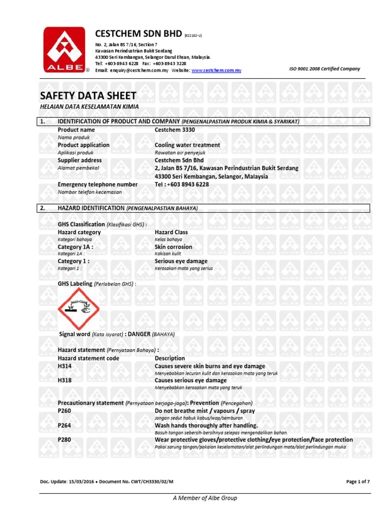 Cestchem 3330 - SDS | PDF
