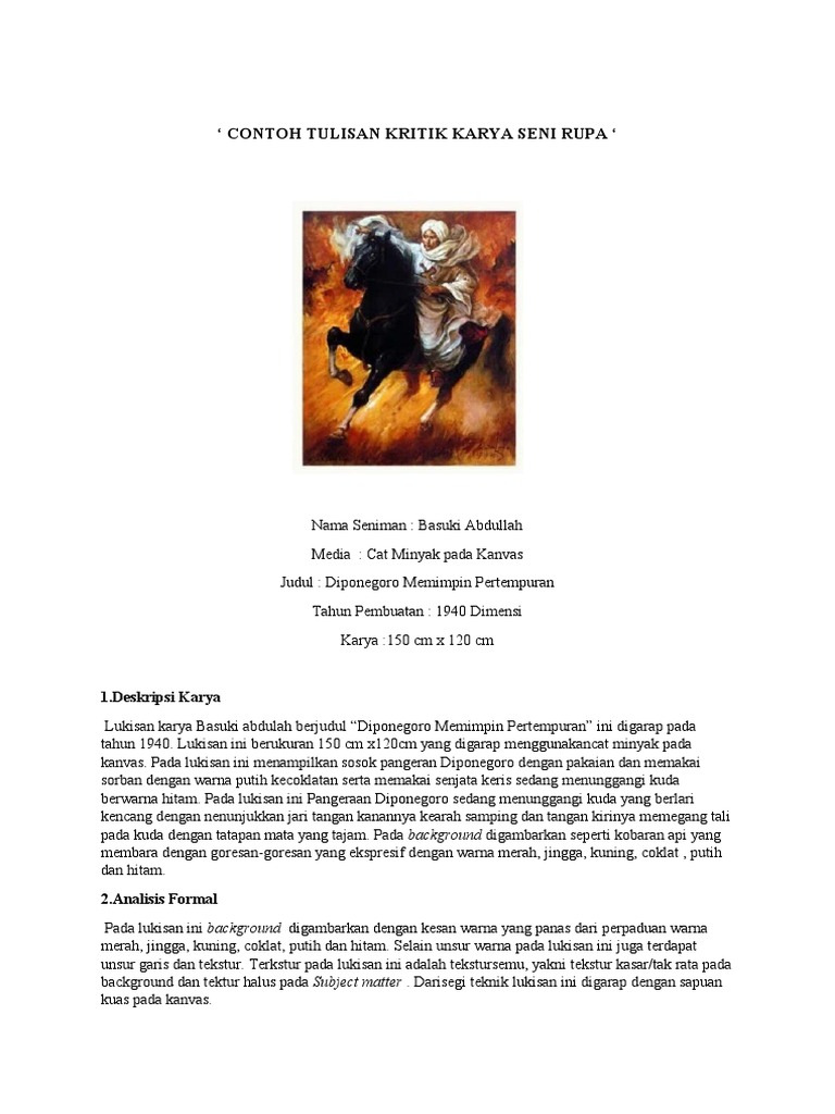 Contoh Tulisan Kritik Karya Seni Rupa | PDF