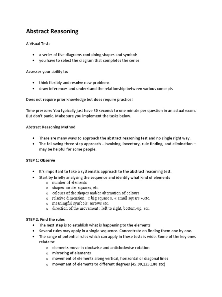 Abstract Reasoning: STEP 1: Observe | PDF | Abstraction | Reason