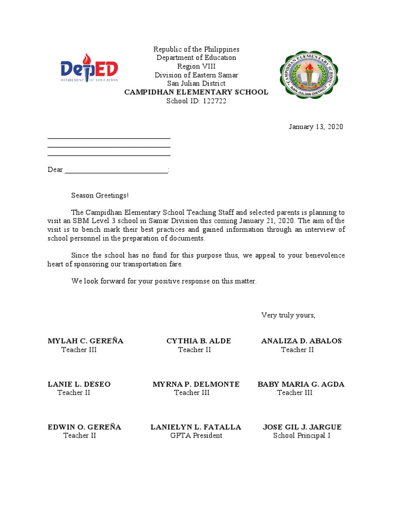 Solicitation Letter (Lakbay Aral) | PDF