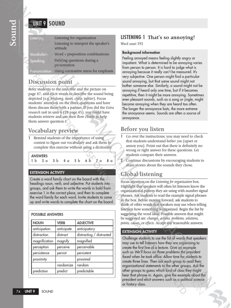 Skillful Listening and Speaking 2 TB Unit 9 Sample | PDF | Sound | Frequency