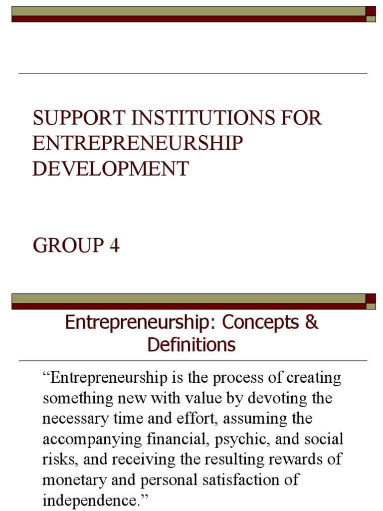 Support Institutions For Entrepreneurship Development | PDF ...