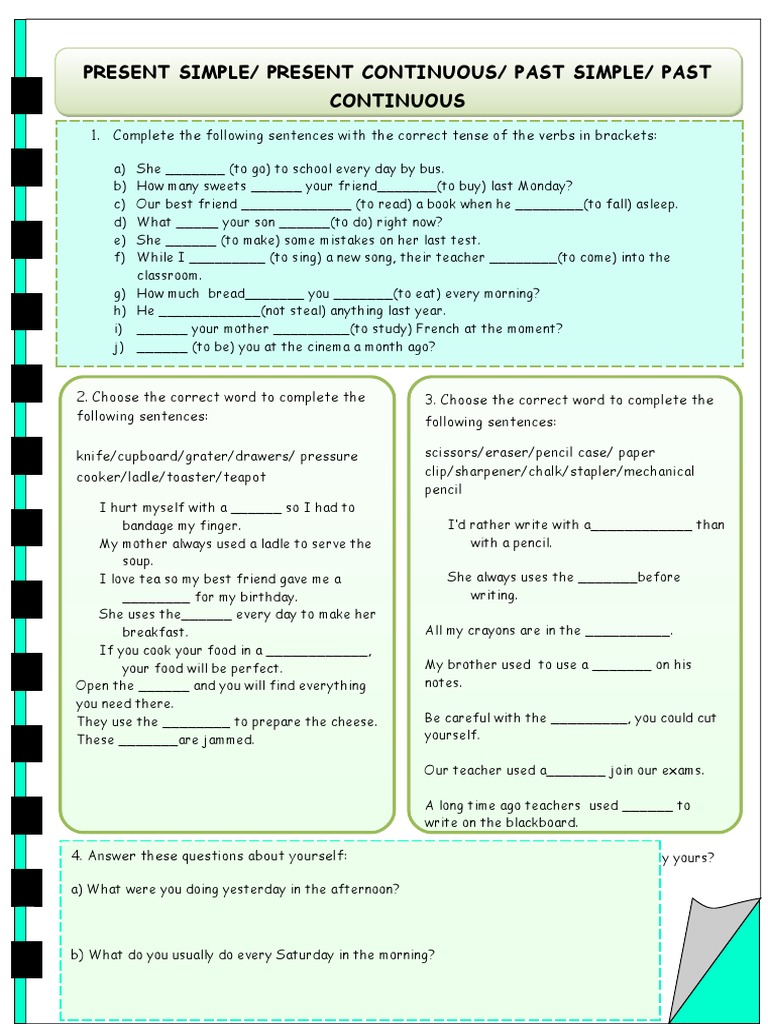 Your English Notes Present Simple And Continuous Past Present