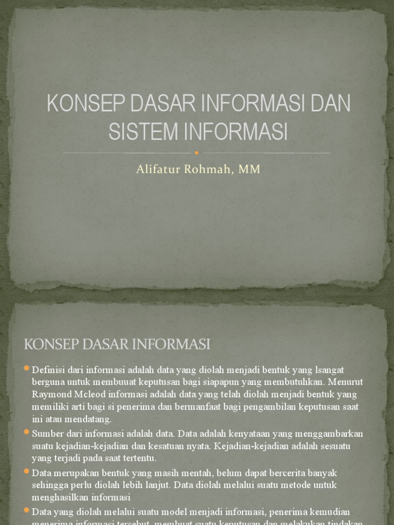 Ppt. Konsep Dasar Informasi Dan Sistem Informasi | PDF