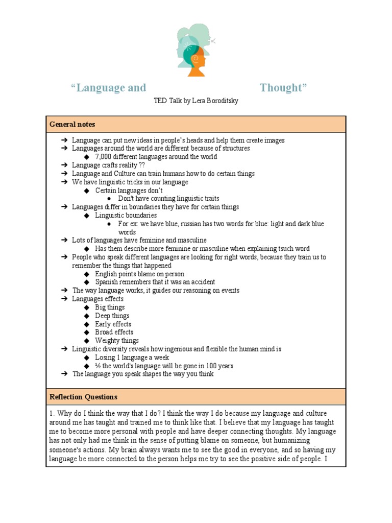 Ted Talk Language Thought | PDF | Thought | Communication