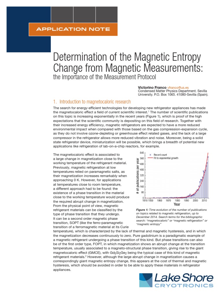 Magnetic Entropy Change in Refrigeration | PDF | Phase Transition ...