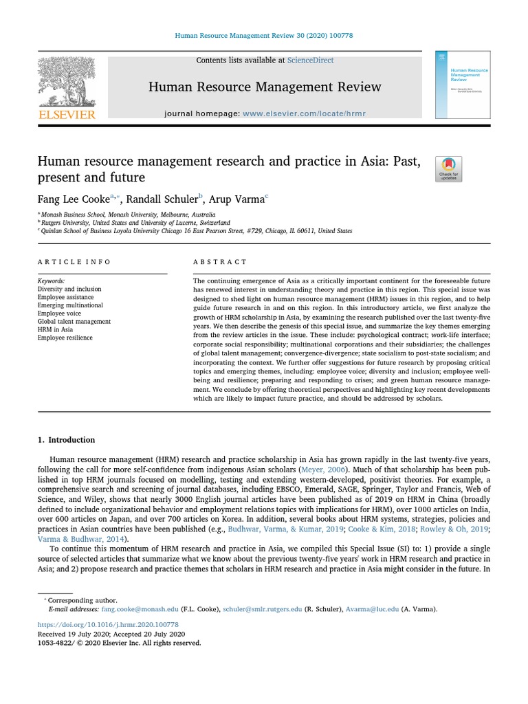 Human Resource Management Review: Sciencedirect | PDF | Corporate ...