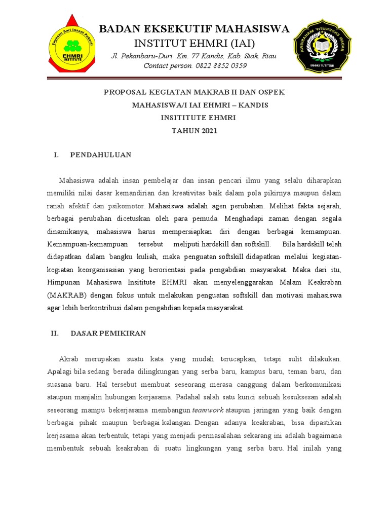 Proposal Kegiatan Makrab II IAI Ehmri | PDF