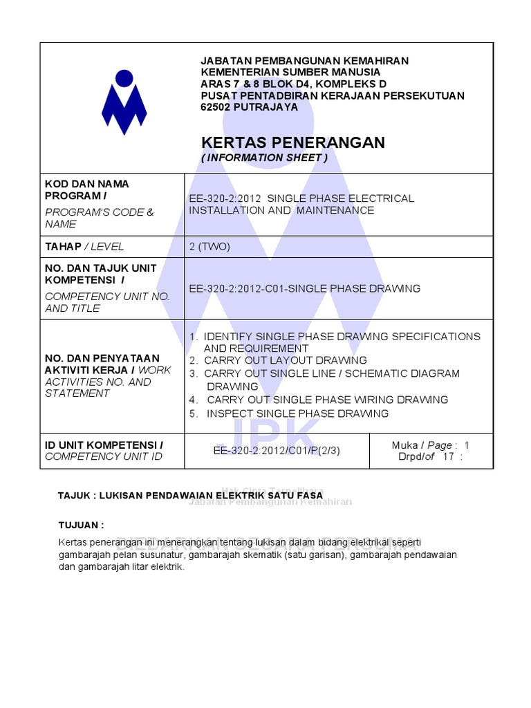 Lukisan Pendawaian Elektrik 1 Fasa | PDF