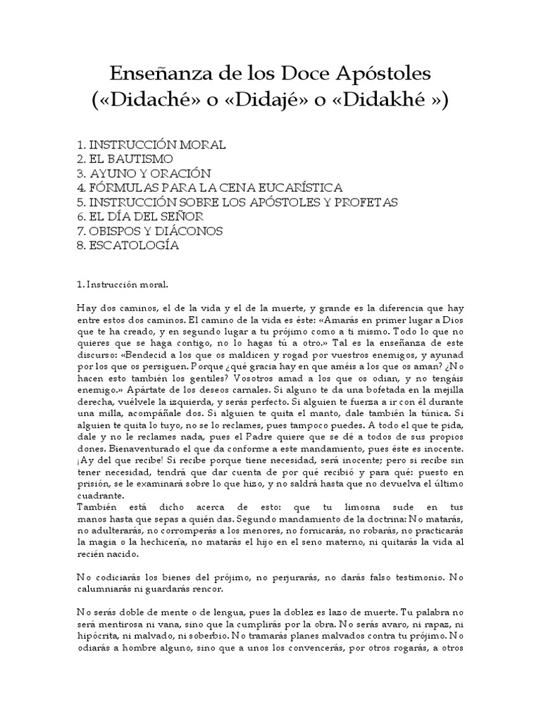 Didajé o Enseñanza de Los Doce Apóstoles | PDF | orador del Señor ...