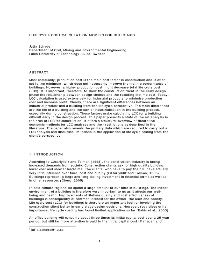 Life Cycle Costing Calculation | PDF | Net Present Value | Life Cycle ...