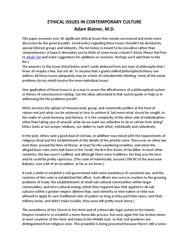 30+ Contemporary Ethical Issues Explained | PDF | Rights | Torah