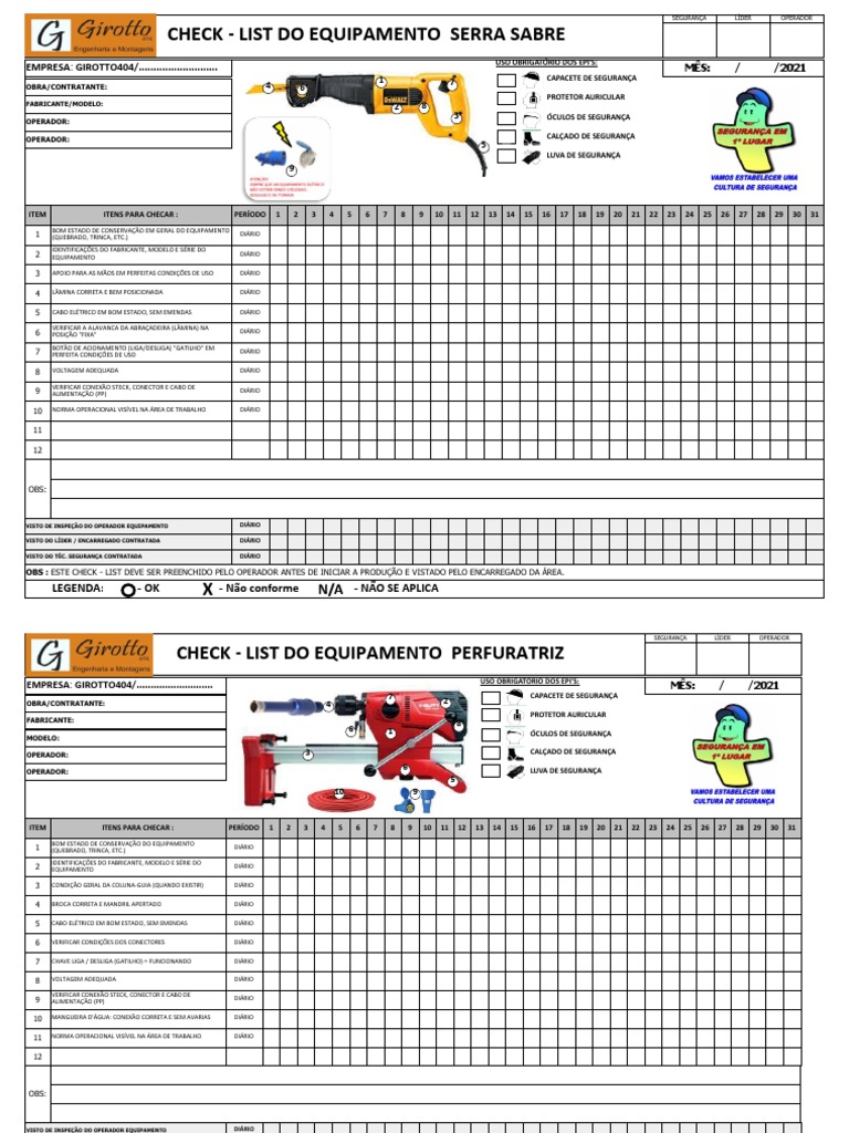 Check List Equipamentos Portáteis | PDF | Bens manufaturados
