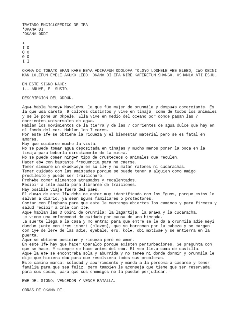 Signo Okana Di en Ifá: Riqueza y Advertencias | PDF | Religiones ...
