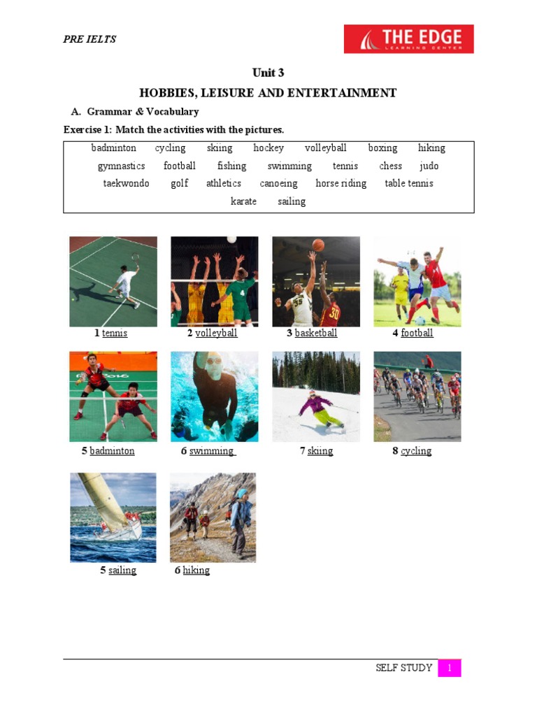 Unit 3 Hobbies, Leisure and Entertainment: A. Grammar & Vocabulary ...