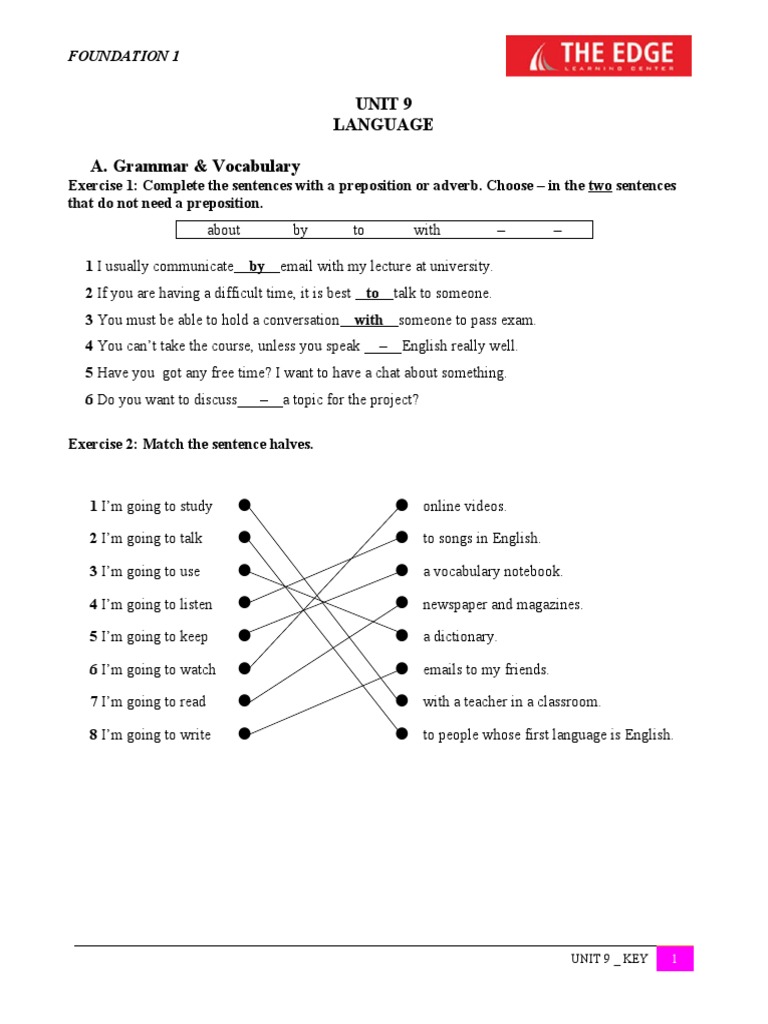 Unit 9 Language A. Grammar & Vocabulary: Foundation 1 | PDF | English ...
