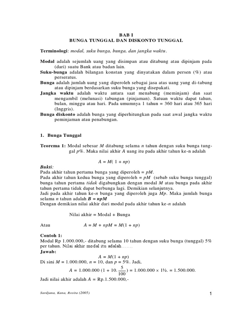 Bunga Dan Diskonto Tunggal | PDF