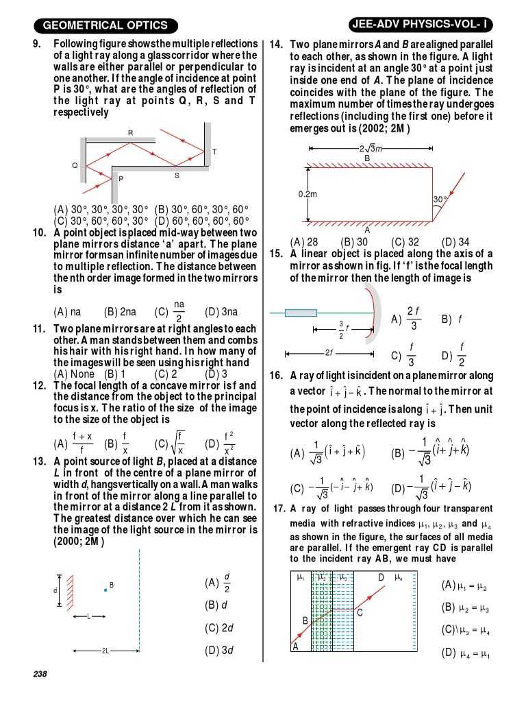 Ray Optics Advanced Problems | PDF | Prism | Refraction