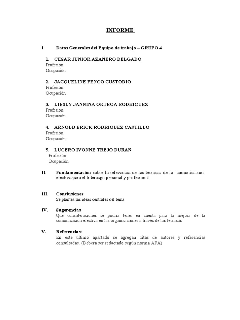 Esquema de Informe | PDF