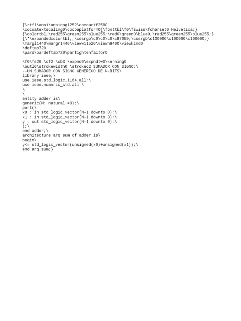 Ejercicio Sumador Con Signo VHDL | PDF