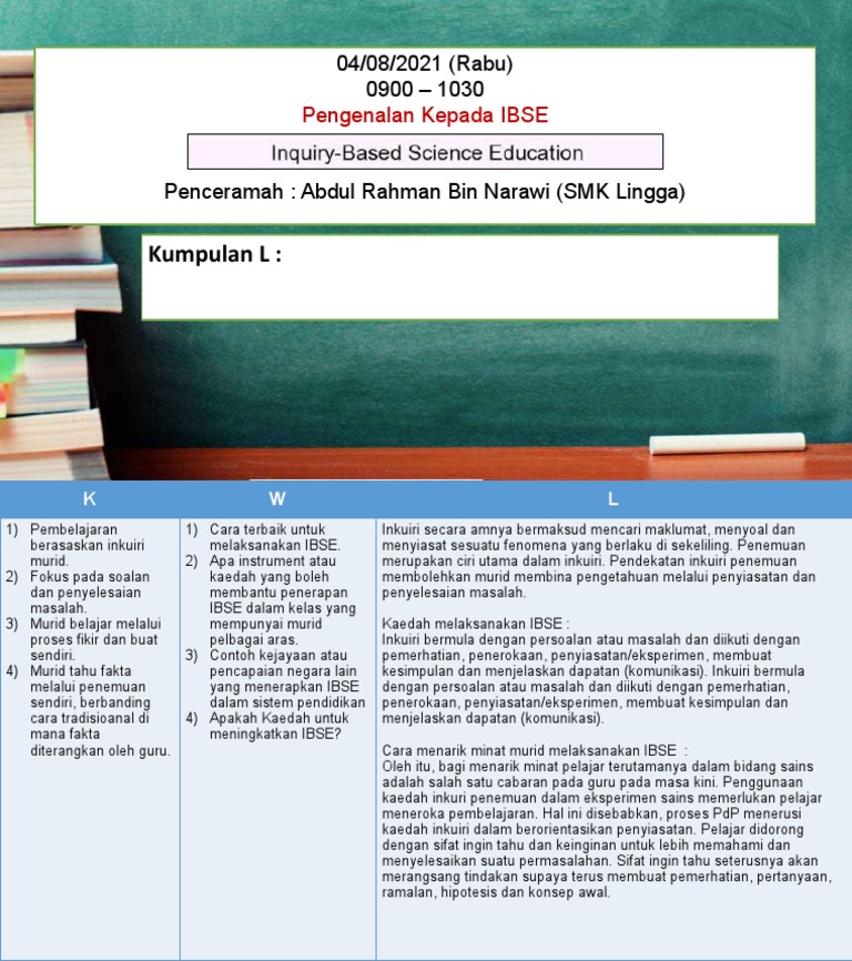 IBSE Kumpulan K Pengenalan Kepada IBSE - KWL | PDF