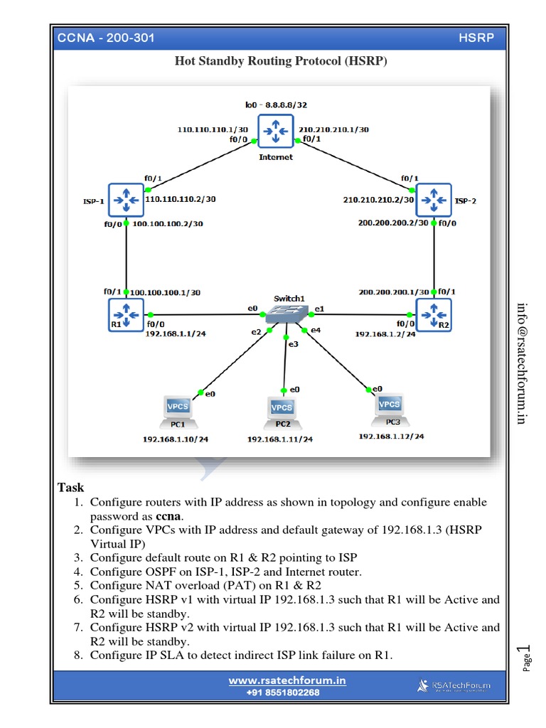 CCNA 200-301 - Lab-22 HSRP v1.0 | PDF | Cisco Certifications | Ip Address