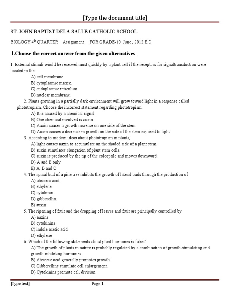 Biology Assignment | Descargar gratis PDF | Auxin | Plant Hormone