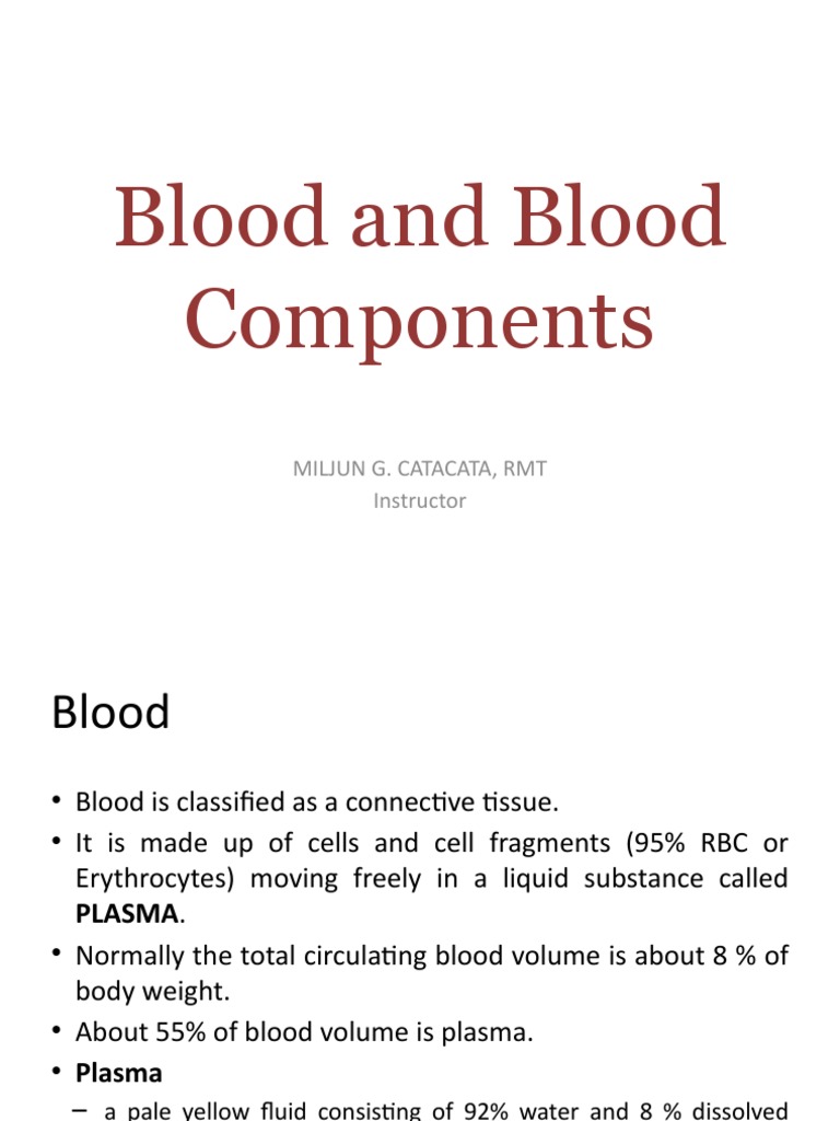 Blood Components: Plasma, Buffy Coat, Formed Elements | PDF | White ...