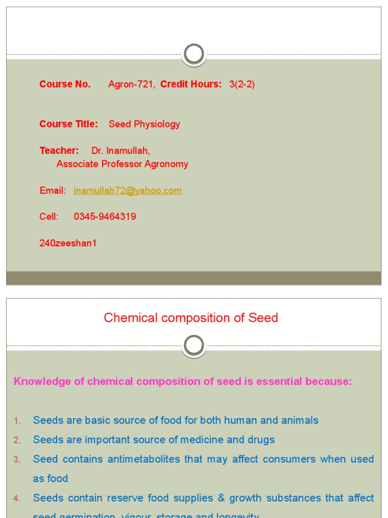 Seed Physiology & Composition Guide | PDF | Seed | Carbohydrates
