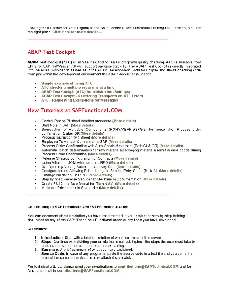 ABAP Test Cockpit: ABAP Test Cockpit (ATC) Is An SAP New Tool For ABAP ...
