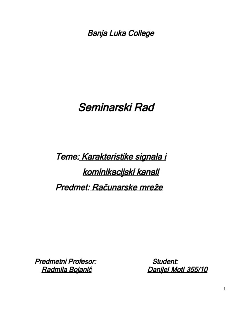 Karakteristike Signala | PDF