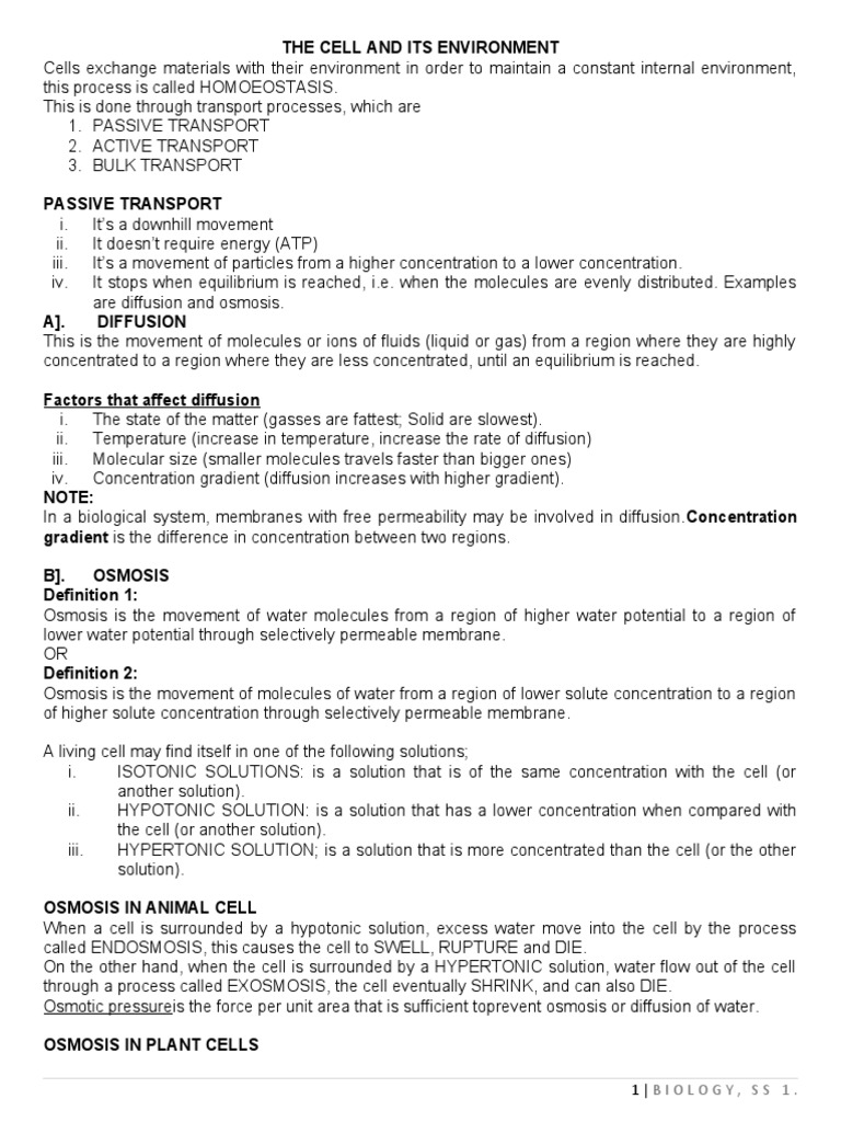Cell Transport and Metabolism Guide | PDF | Osmosis | Physical Sciences
