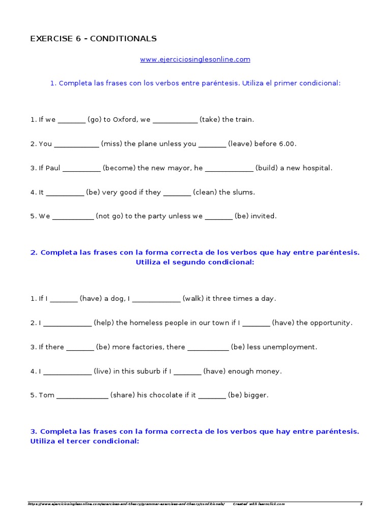 Conditional Grammar Exercises Online | PDF