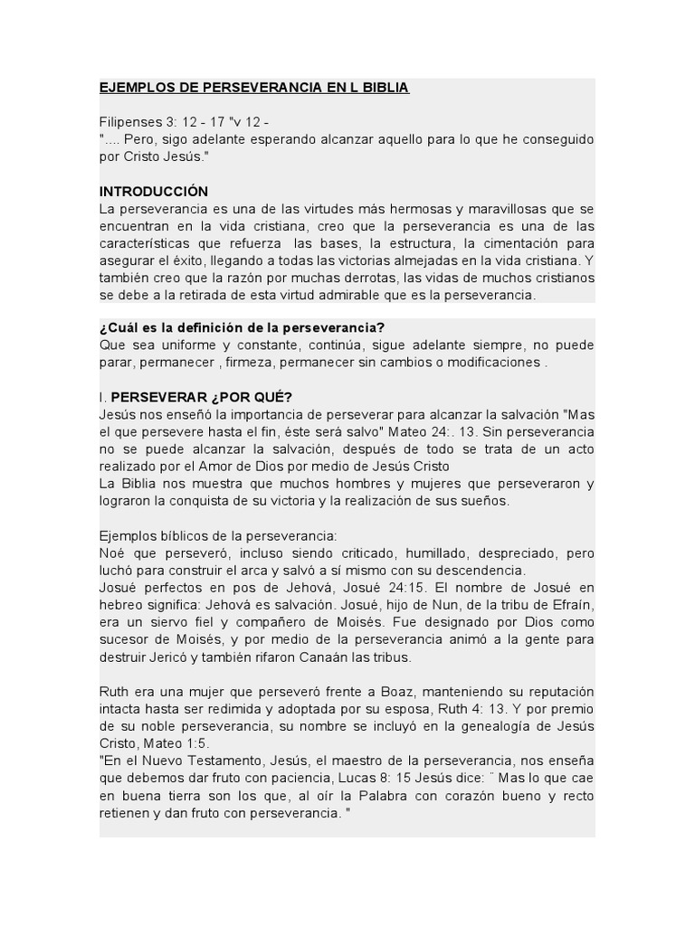 Ejemplos de Perseverancia en L Biblia | PDF | Joshua | Jesús