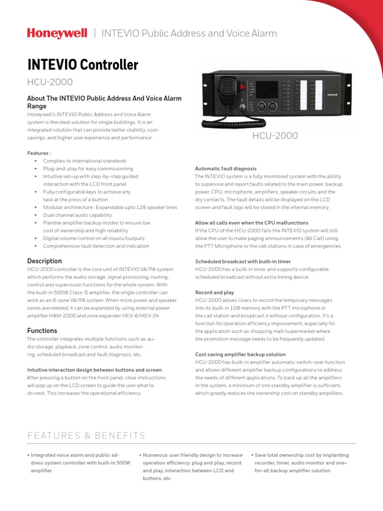 Intevio Data Sheet HCU-2000 1.2 | PDF | Power Supply | Microphone