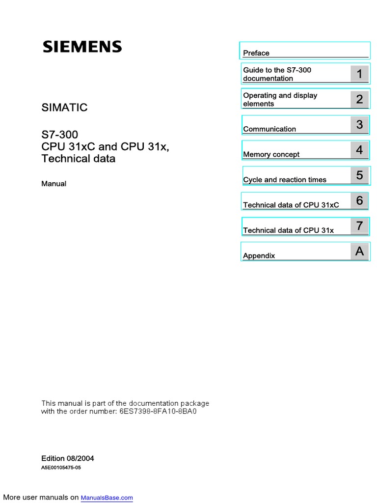 Simatic S7-300 CPU 31xC and CPU 31x S7-300 | PDF | Central Processing Unit | Input/Output