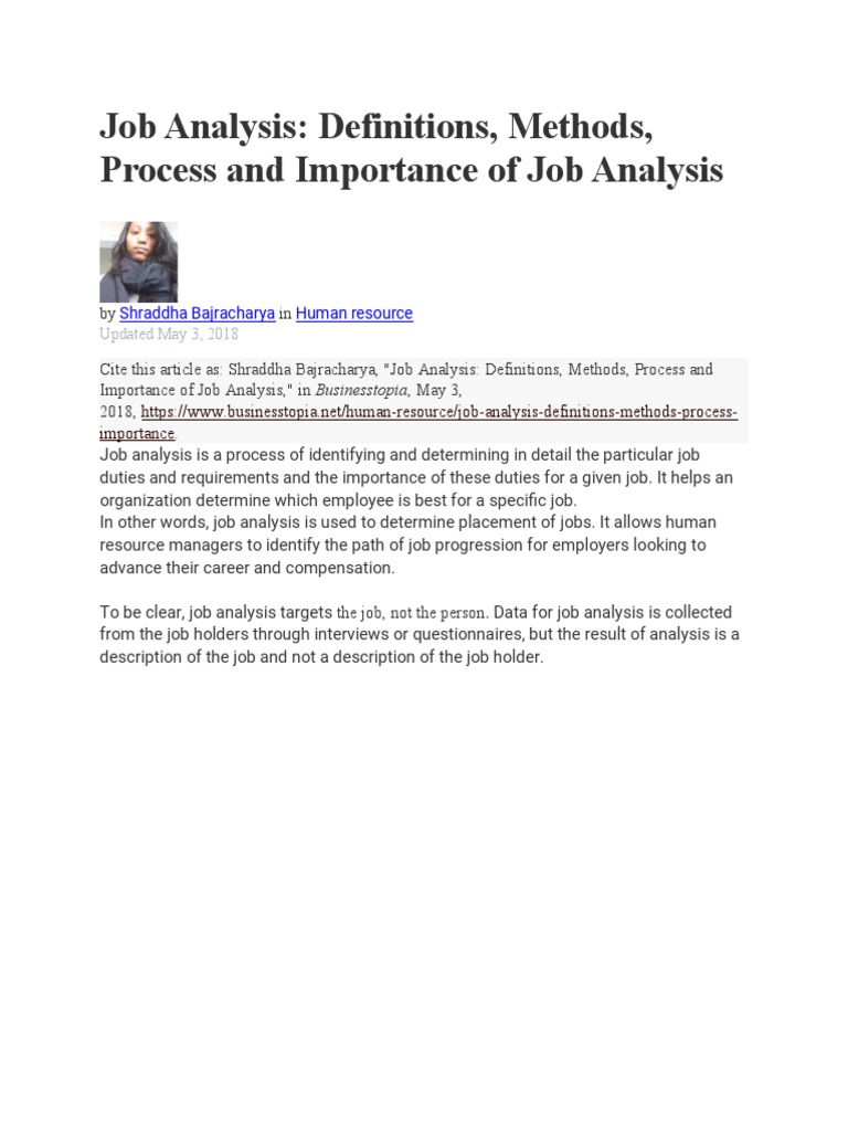 Job Analysis: Definitions, Methods, Process and Importance of Job ...