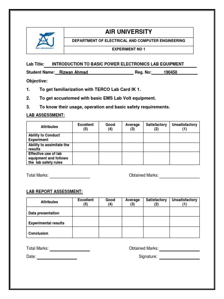 1-Lab#01 Introduction To Basic Power Electronics Equipment | PDF ...