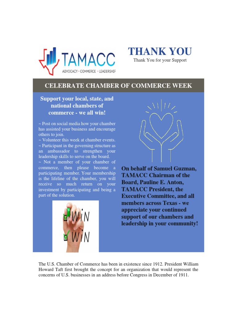 TAMACC - Celebrate The National Chamber of Commerce Week | PDF | Texas ...