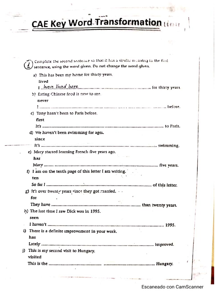 CAE Key Word Transformation | PDF