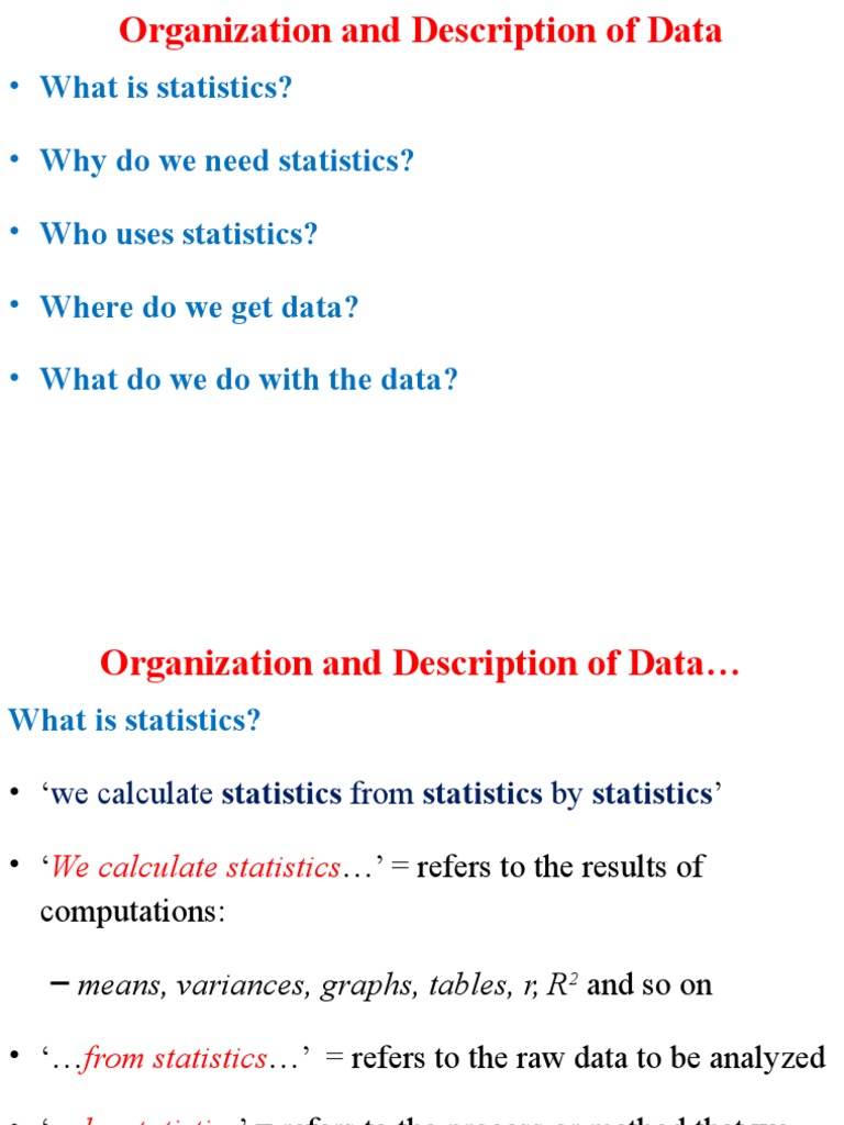 Understanding Data Organization and Statistics | PDF | Sampling ...