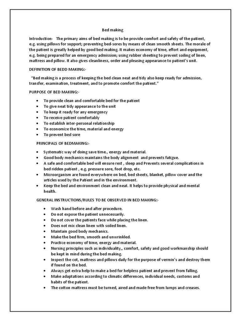 Bed Making | PDF | Bed | Bedding