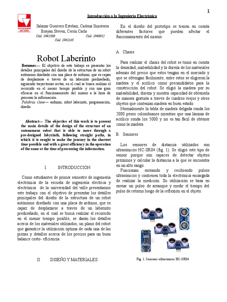 Informe Robot Laberinto | PDF | Robot | Robótica