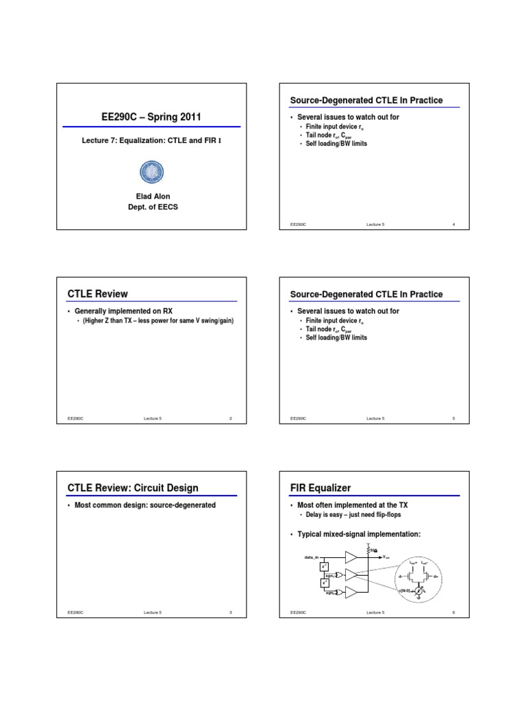 EE290C - Spring 2011: - Several Issues To Watch Out For | PDF ...