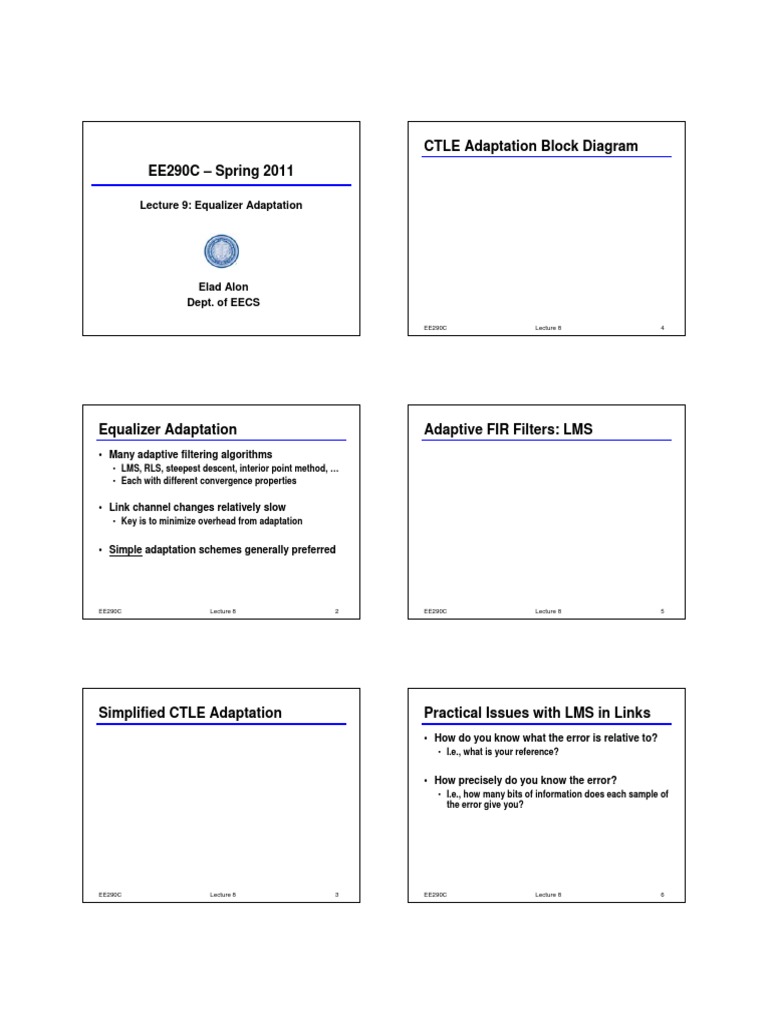 EE290C - Spring 2011 CTLE Adaptation Block Diagram | PDF | Computer ...