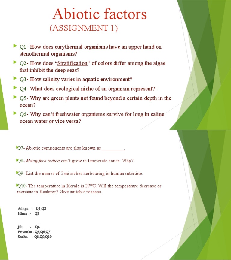 (Assignment 1) : Abiotic Factors | PDF