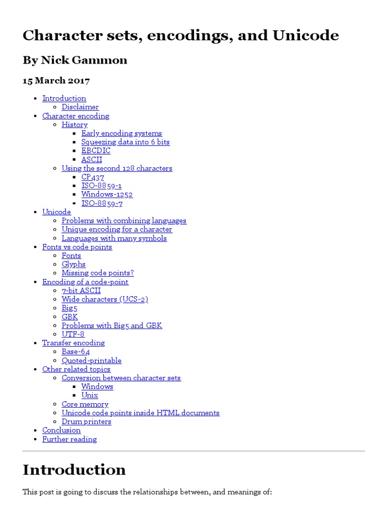 Character Sets, Encodings, and Unicode | Download Free PDF | Character ...